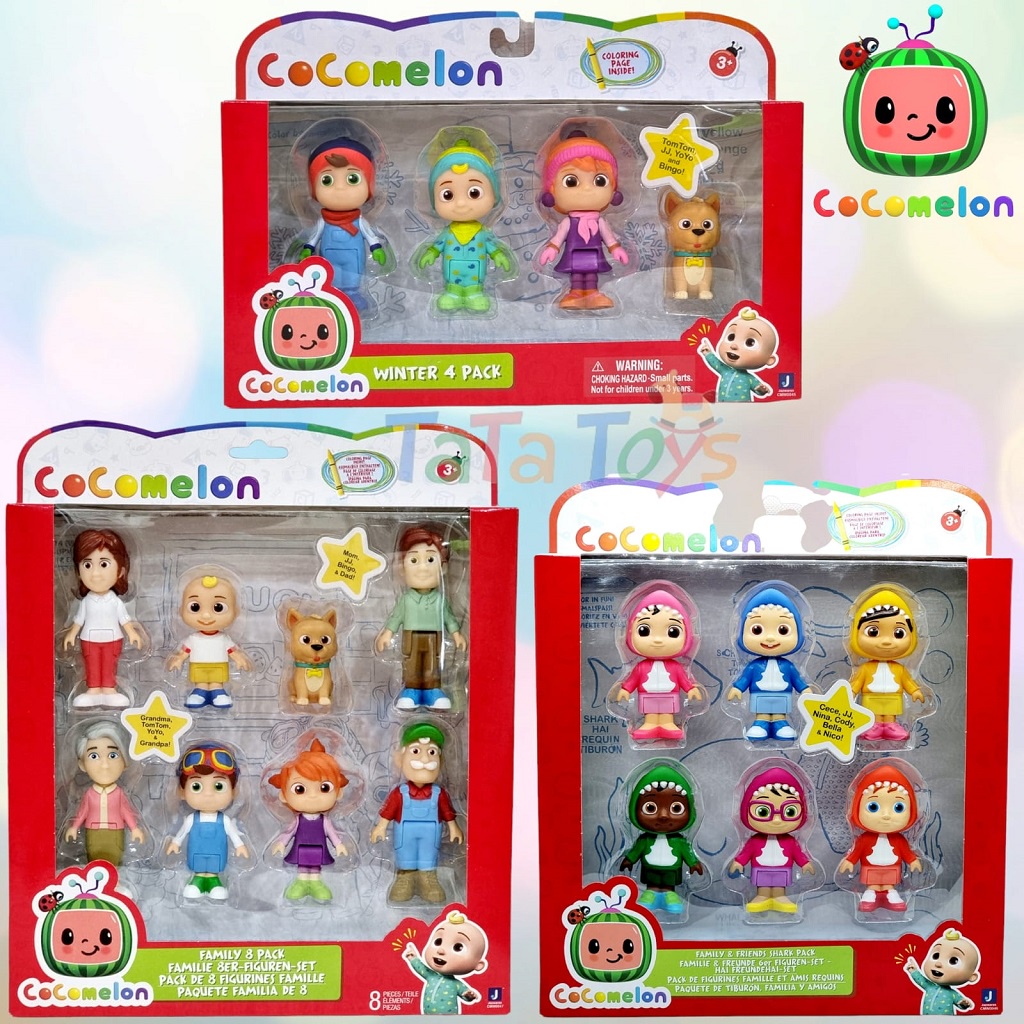 Jual CoCoMelon Official Family & Friends Shark Pack / Winter 4 Pack ...