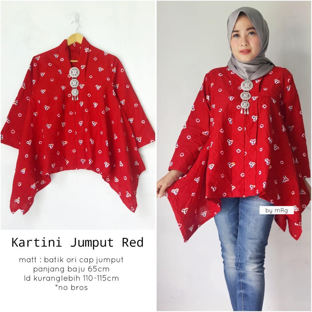 Jual PREMIUM XXXL Super Jumbo Kartini Jumput Red Blus Kantor Jumbo ...