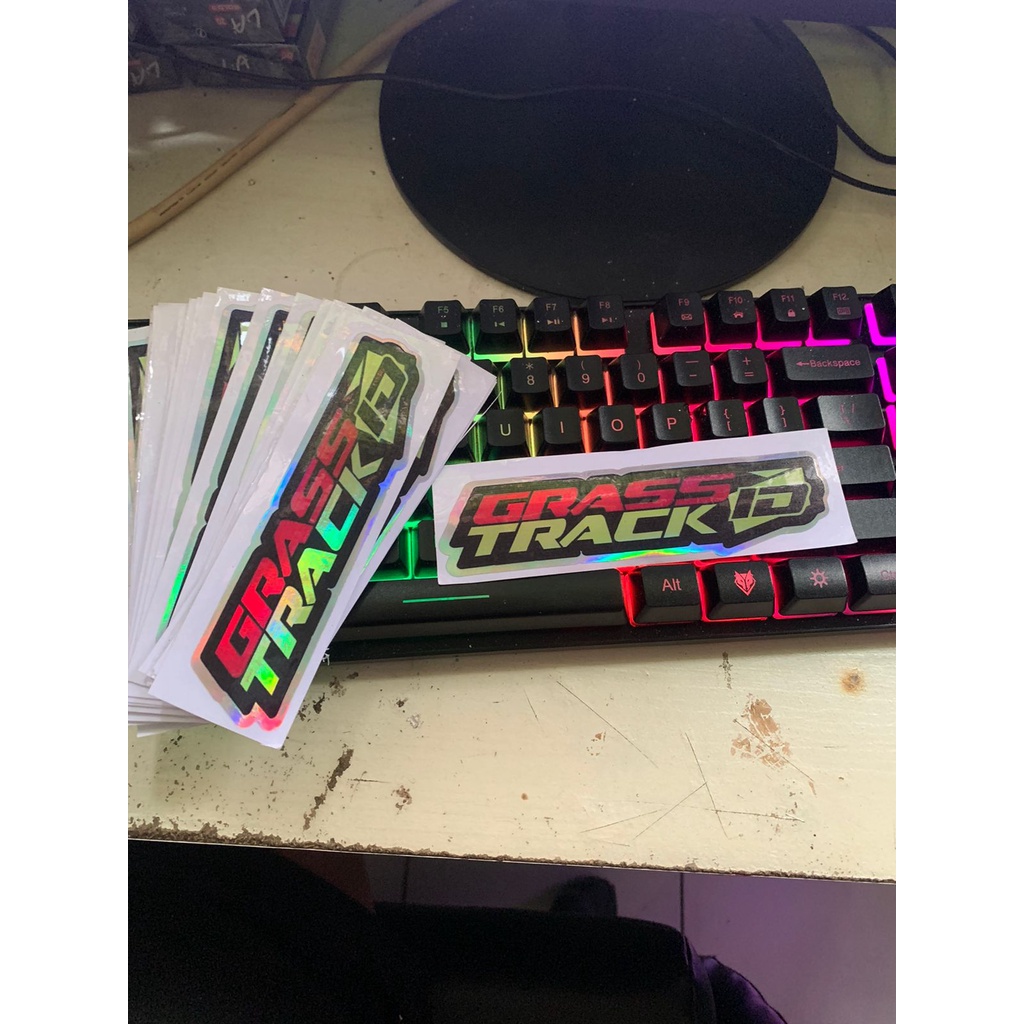 Jual stiker grass track id hologram princut cutting UV | Shopee Indonesia
