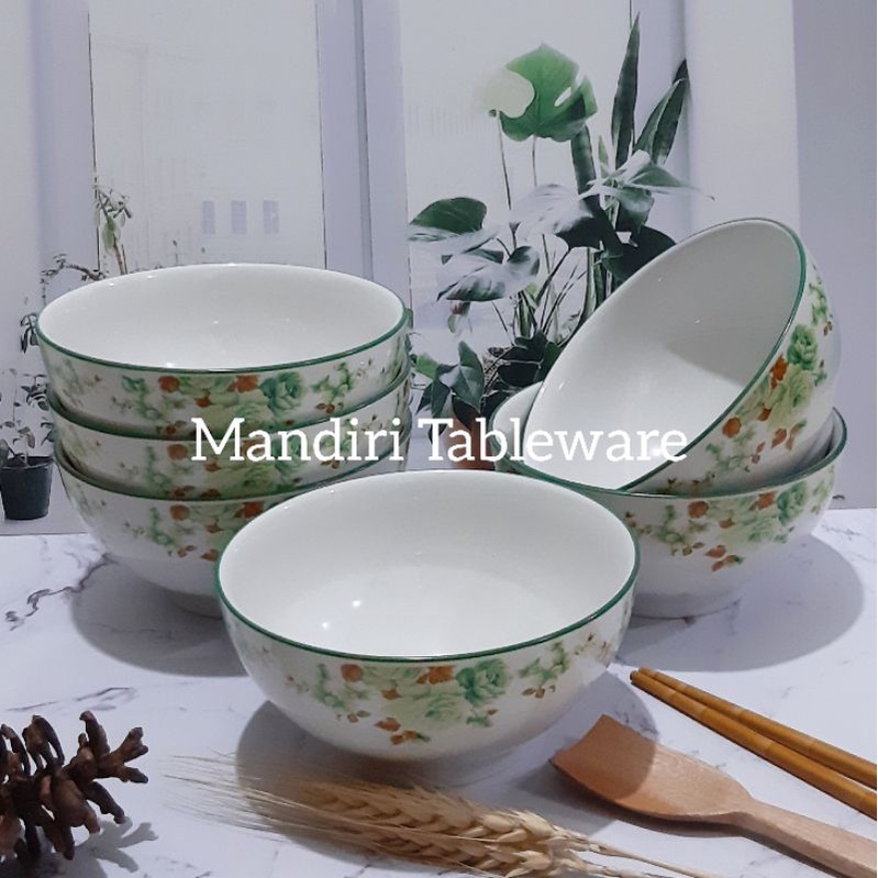 Jual 6 Pcs Mangkok Mie Keramik Ukuran 14,7 cm | Motif Green Rossi ...