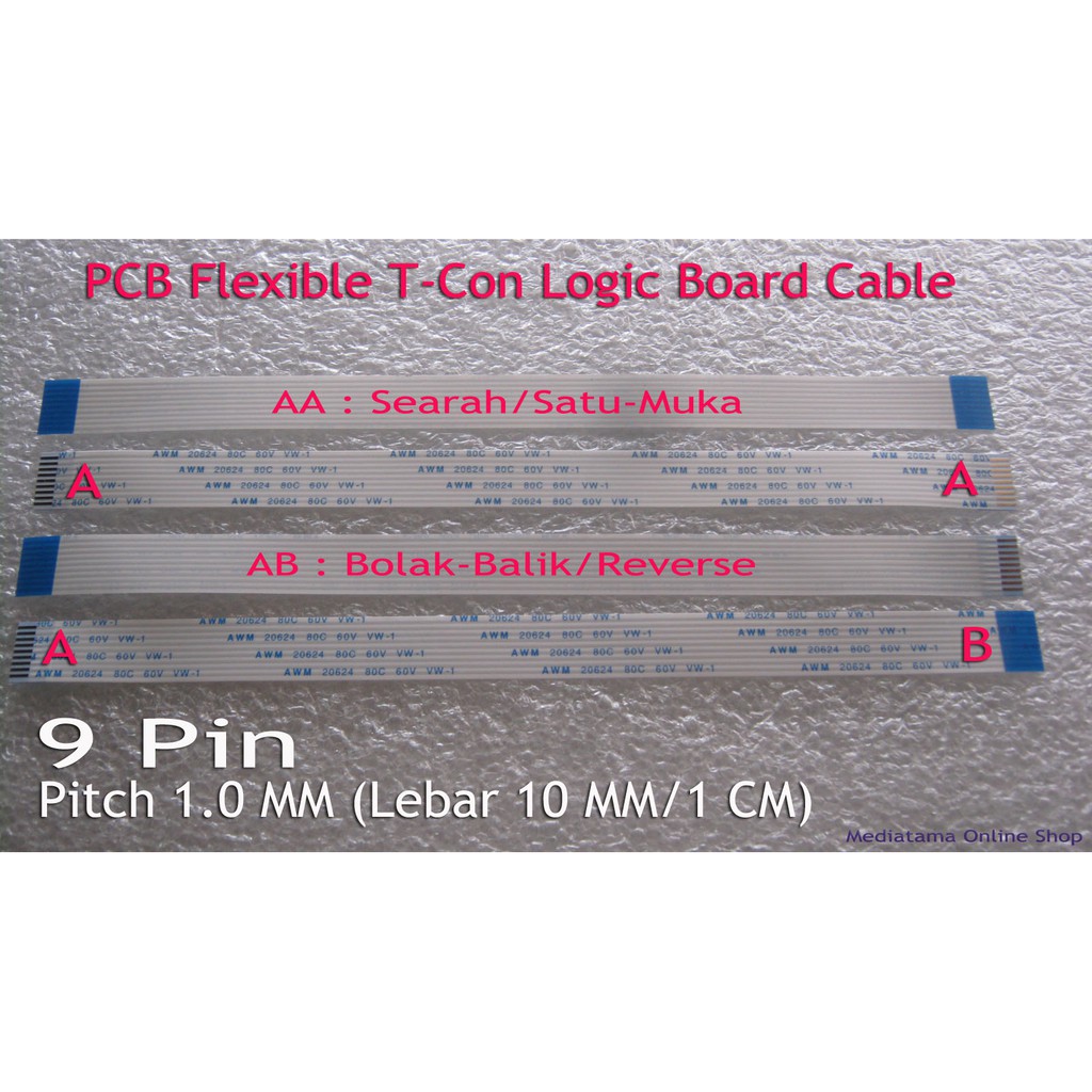 Jual PCB Flexible AWM 9 Pin Pitch 1.0mm (Lebar 1 CM) TTL LCD-LED DVD T ...