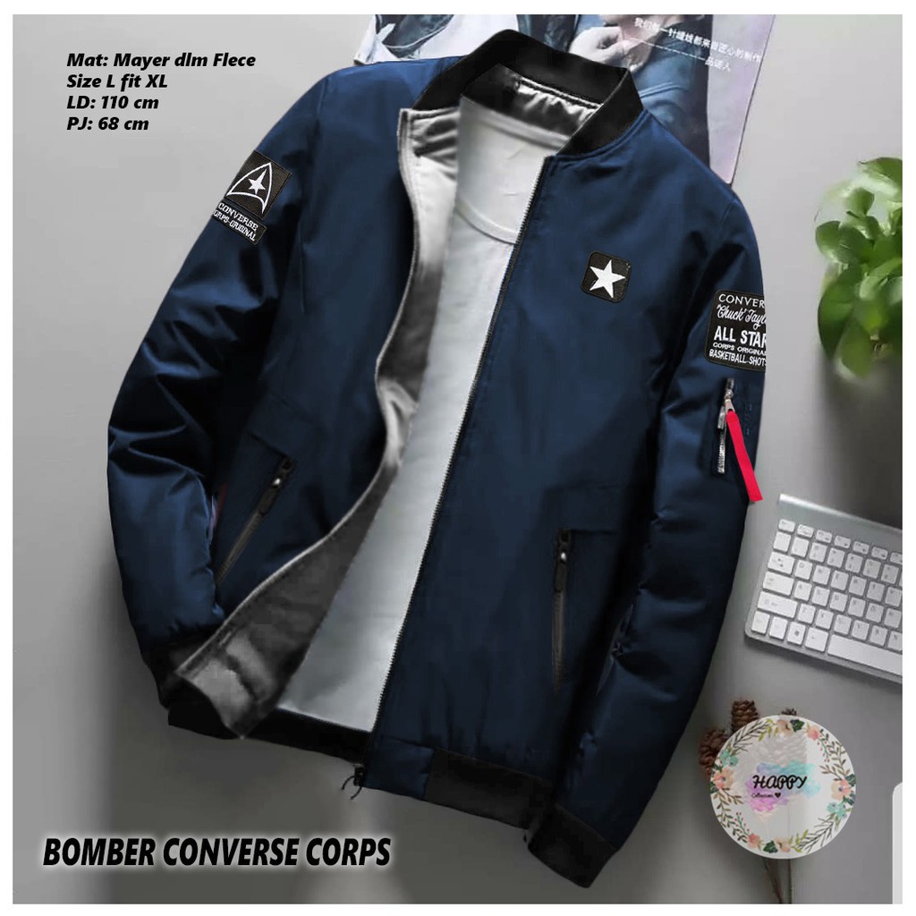 Jual JAKET BOMBER CONVERSE CORPS | Shopee Indonesia