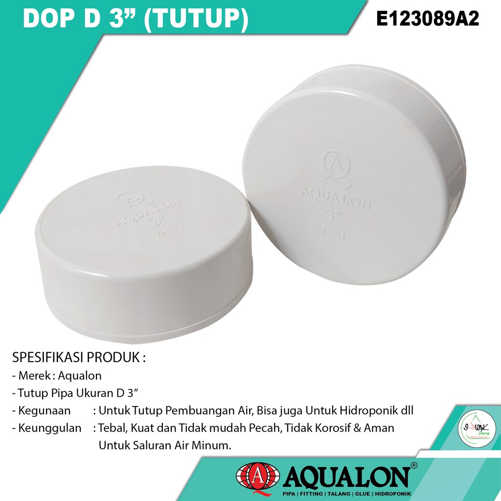 Jual TUTUP DOP PIPA D 3" INCH WARNA PUTIH - AQUALON | Shopee Indonesia