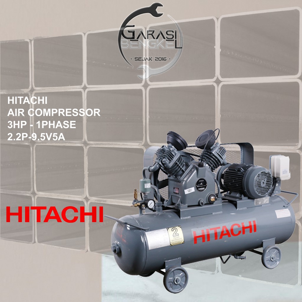 Jual Compresor Angin Hitachi Air Compressor 3Hp 3 Phase 2.2P-9.5V5A | Shopee Indonesia