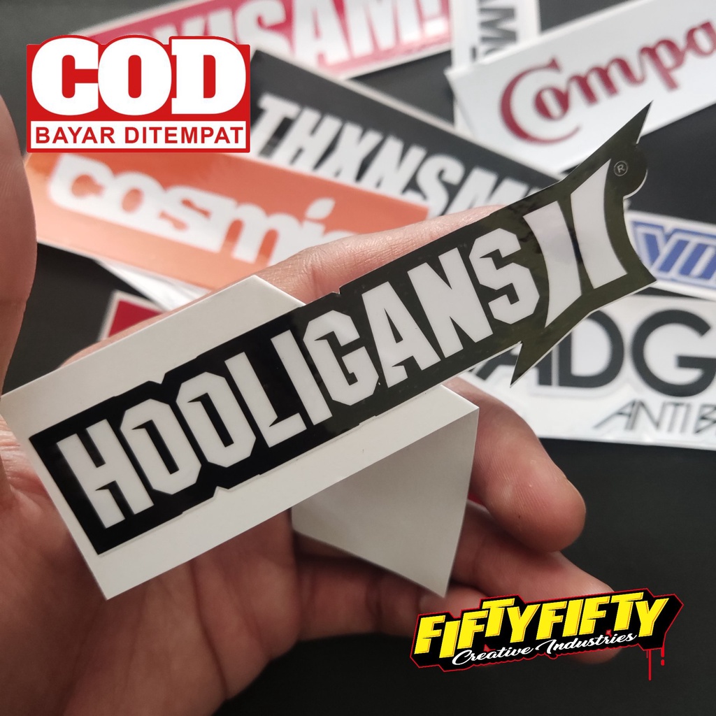 Jual Stiker Print Cut BRAND DISTRO HOOLIGANS Stiker Printing Laminasi ...