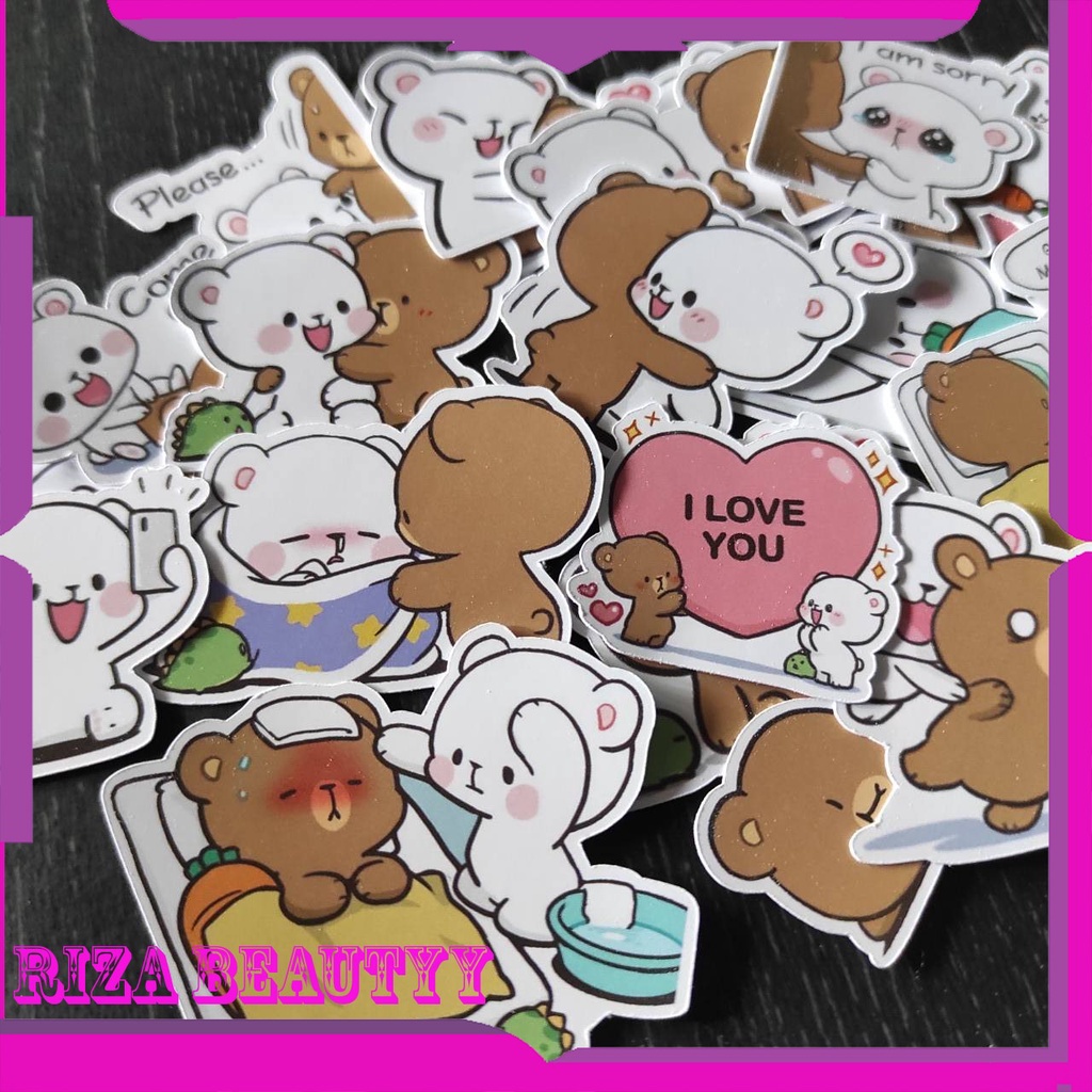 Jual 24pcs Stiker Line Milk&Mocha Stiker Kertas Gambar Karakter Milk ...