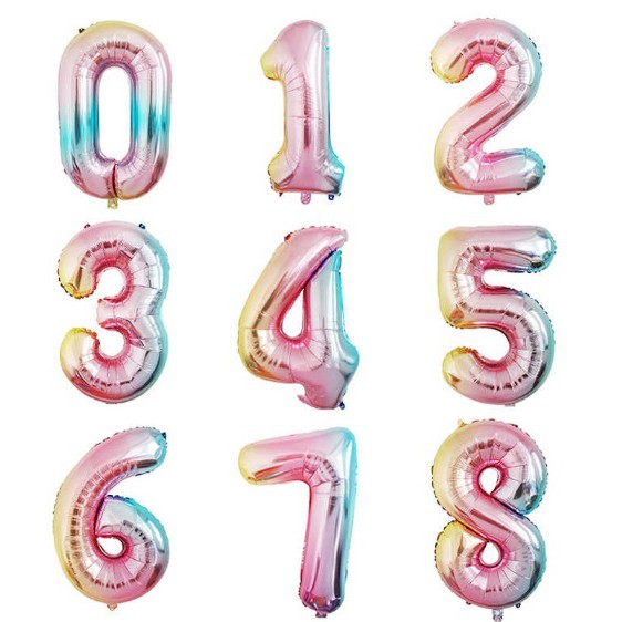 Jual Balon Angka Rainbow 40 CM | Shopee Indonesia