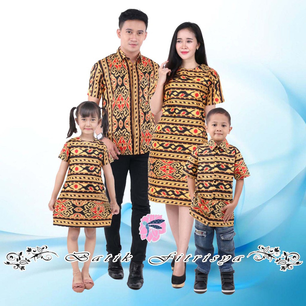 Jual Baju Keluarga Komplit - IBU BAPAK ANAK - KEMEJA DRESS BATIK TENUN ...