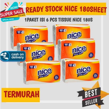 Jual Tissue Tisu Nice 180 Sheet (Paket Hemat isi 6 pcs) | Shopee Indonesia