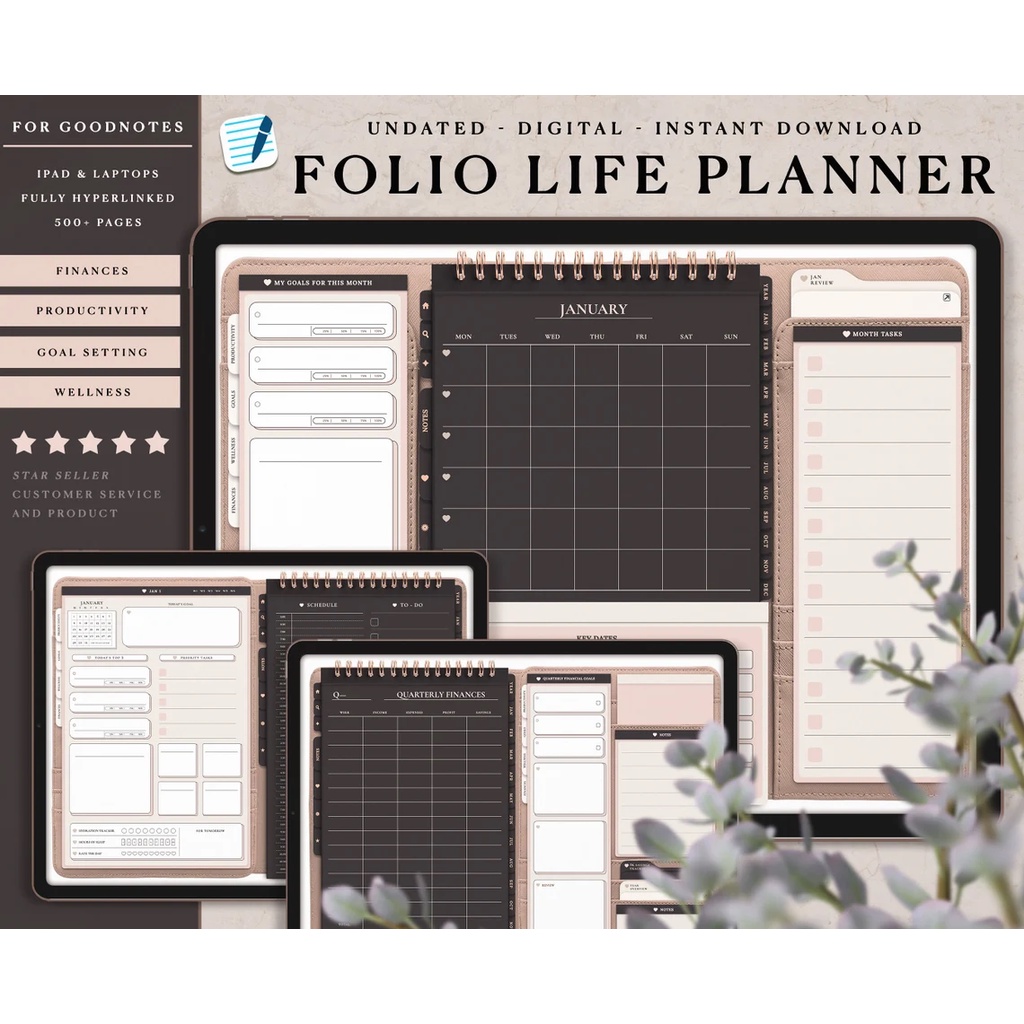 Jual Digital Journal & Planner - Undated Folio Life Planner for ...