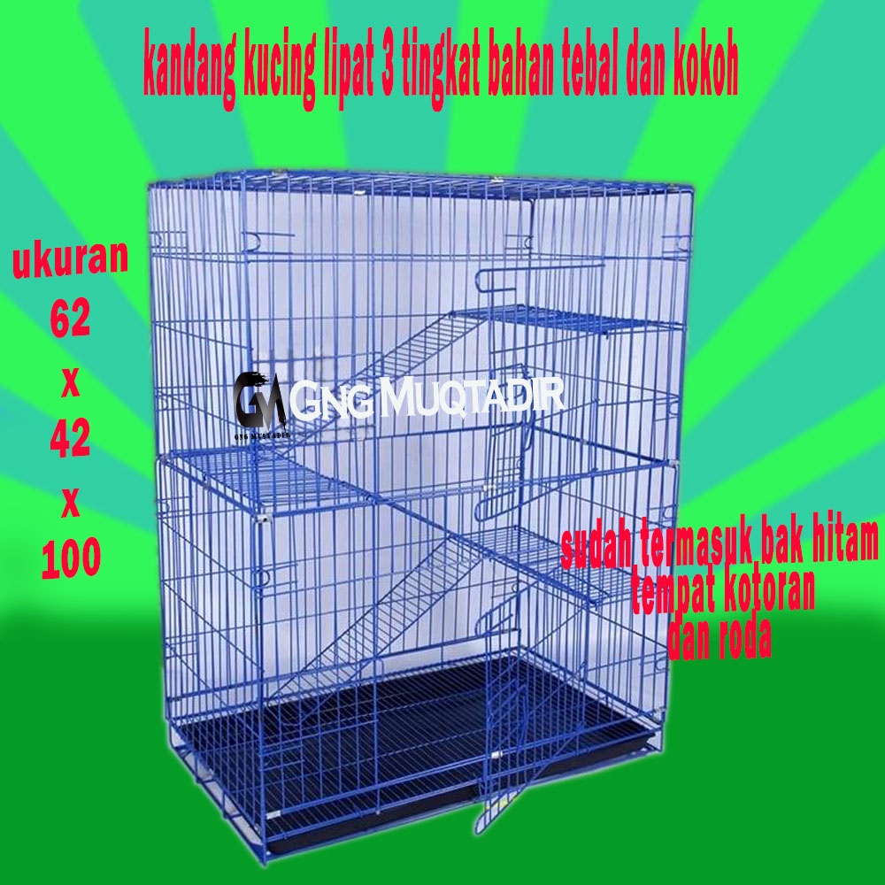 Jual Kandang Kucing Tingkat 3 Size L 90x60x42 + Roda (Muat 3-4 Ekor ...