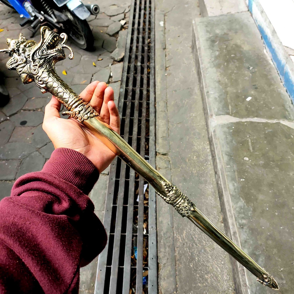 Jual Tongkat Komando Model Naga Raja Warna Emas Garap Alusan | Shopee ...