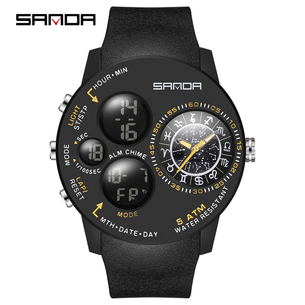 Jual SANDA 6036 Jam Tangan Pria Digital Analog Tali Rubber Dual Time ...