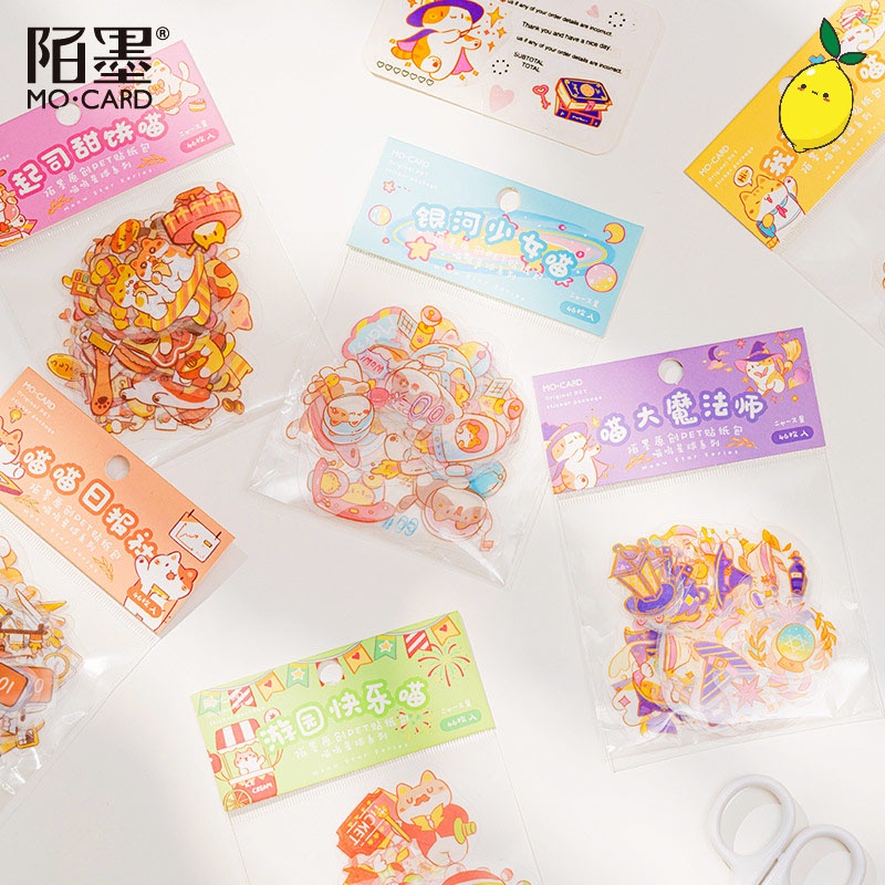 Jual Stiker Kucing Lucu Momo Meow Planet Flake Stickers Set | Shopee ...