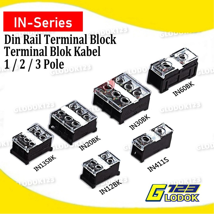 Jual Terminal Block Blok Din Rail 600V IN-12BK 13SBK/BK 20BK 30BK 60BK ...