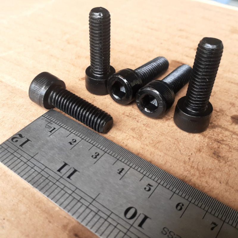 Jual BAUT L M8X25 BAJA M8 X 25 HITAM PANJANG 2,5CM KUNCI L6 L 6 HEX HEAD SOCKET SCREW FULL DRAT ...