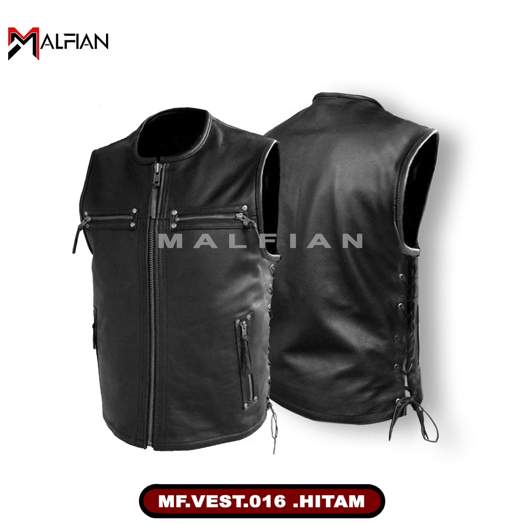 Jual Rompi Kulit Pria Vest Motor Rompi Kulit Sintetis Rompi Tuoring MF ...