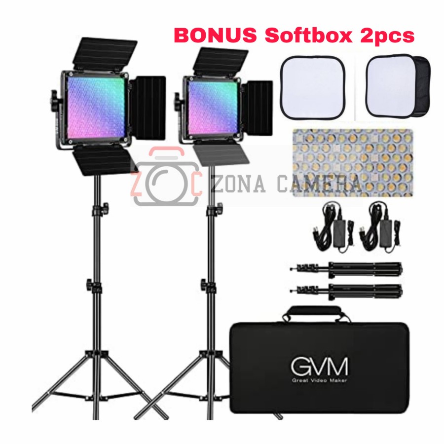 Jual Paket GVM 850D B2L RGB LED Video Light 850 Lampu Studio Bicolor ...