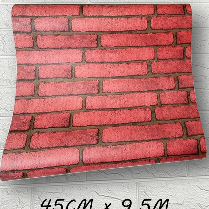 Jual Wallstiker - Wallpaper motif batu tembok merah , Ukuran 45cm x 9 ...