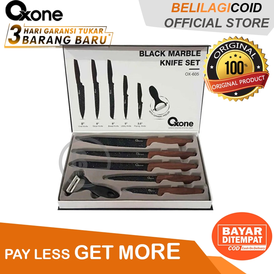 Jual Oxone OX-605 Pisau Dapur Black Marble Knife Set / Pisau Set Dapur OXONE OX605 / Oxone Pisau ...