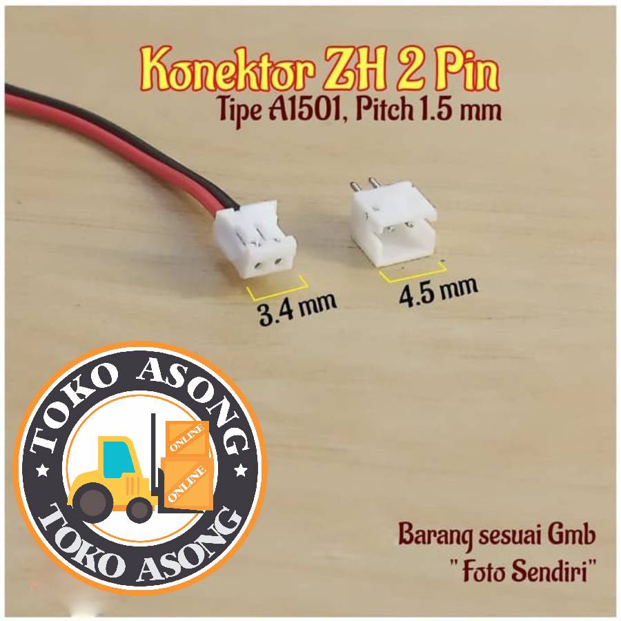 Jual Konektor ZH 2 Pin A1501 LHE kabel pitch 1.5 White Housing Socket ...