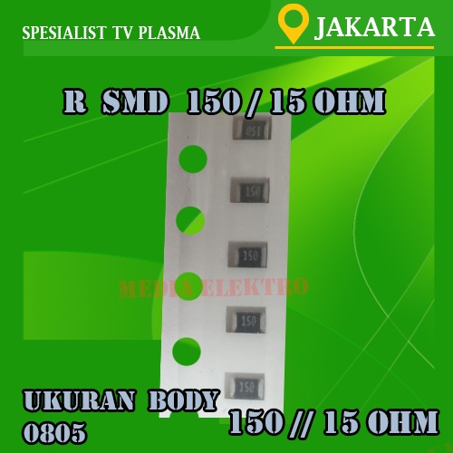 Jual 50PCS RESISTOR SMD 150 = 15 OHM UKURAN 0805 // 15 ohm // 150 ...