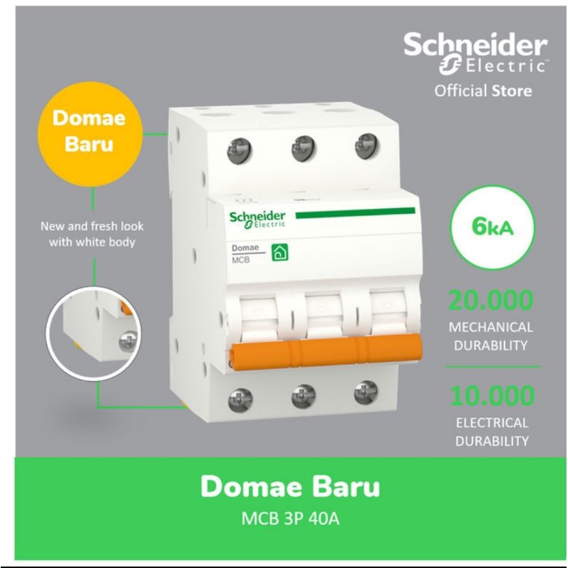 Jual MCB SCHNEIDER 3 PHASE 3P 2A/10A/16A/20A/25A/32A/40A | Shopee Indonesia