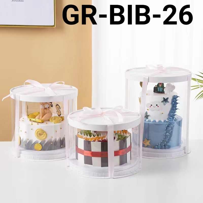 Jual GR-BIB-26 Kotak cake mika gift flower box kue bulat transparan ...