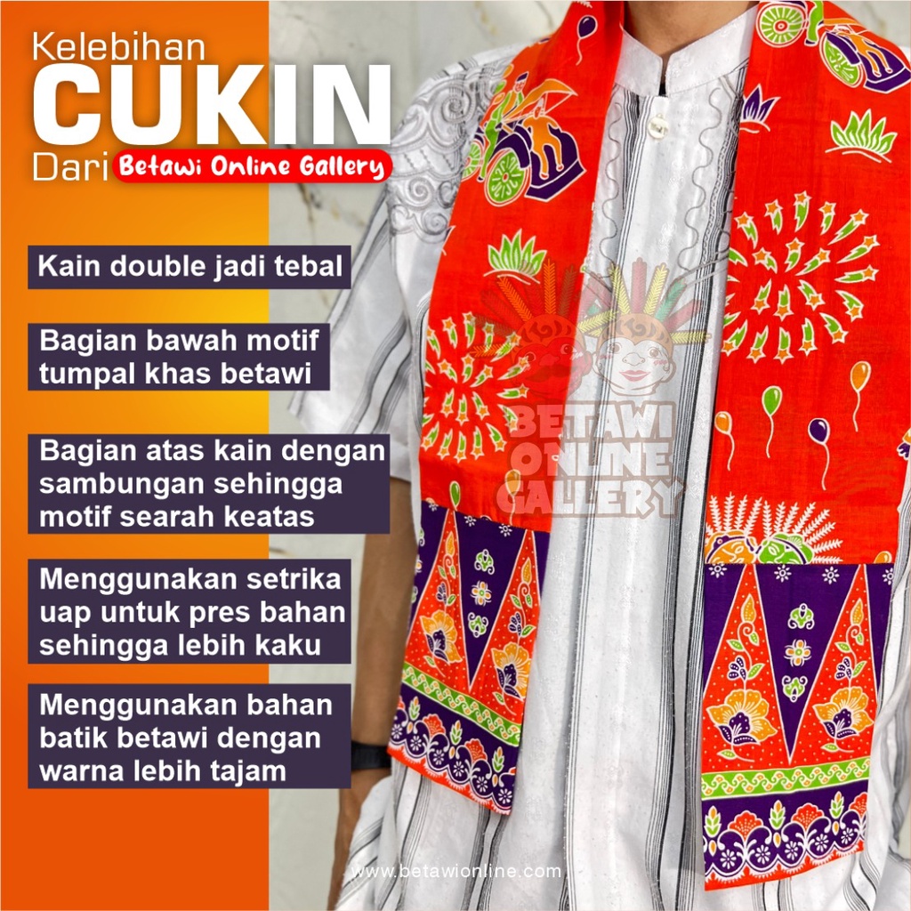 Jual Cukin Syal atau Selempang Kain Batik Betawi [SATUAN] | Shopee ...
