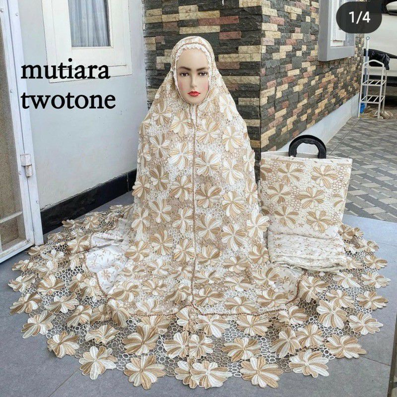 Jual MUKENAH DEWASA SUTRA MOTIF BORDIR MEWAH RENDA MAWAR PRADA MUKENAH ...