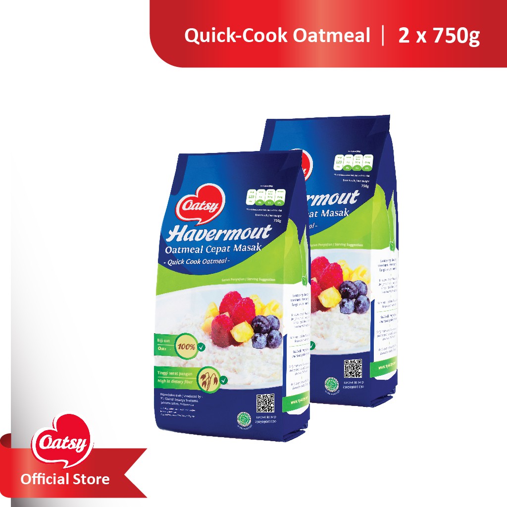 Jual OATSY Quick Cook Oatmeal 750g (Double Pack) | Shopee Indonesia