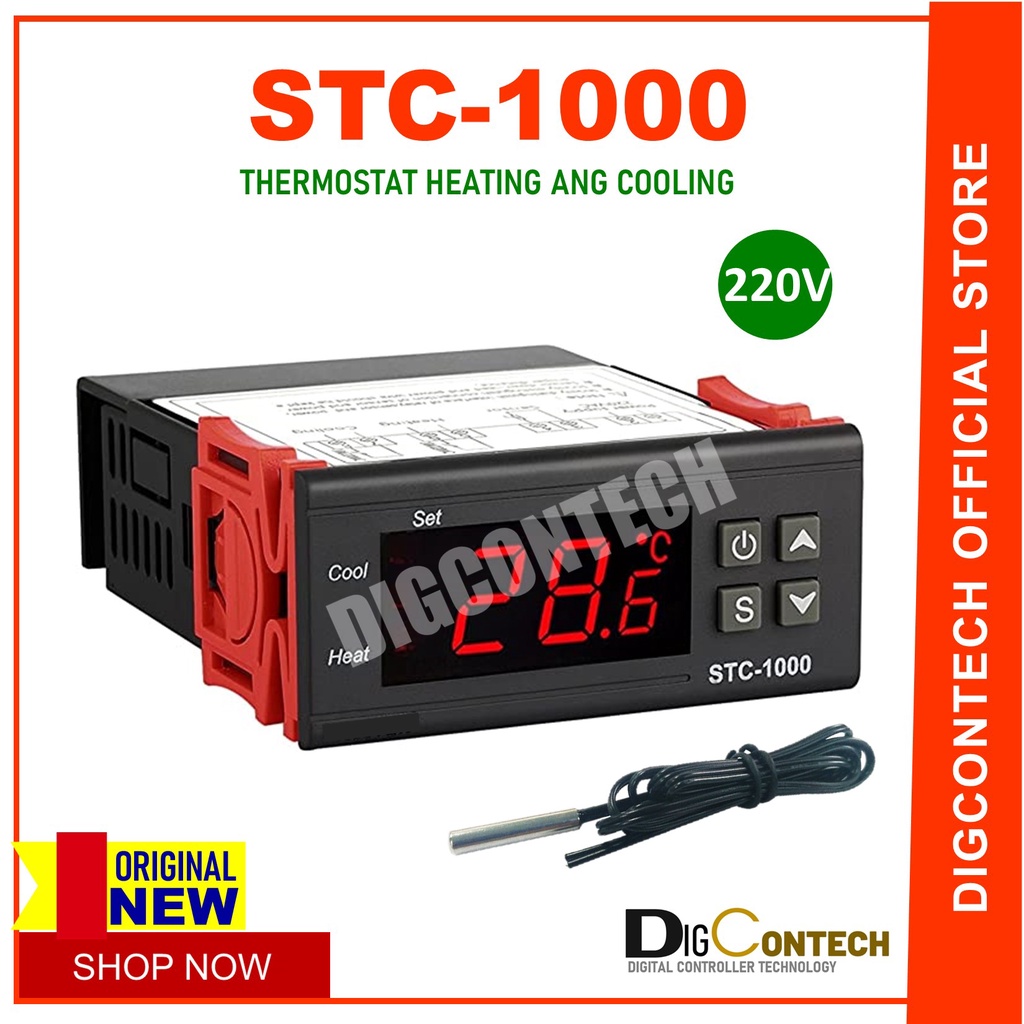 Jual Thermostat Hygrostat Digital STC 1000 Temperature Digital Controller 220Vac STC-1000 ...