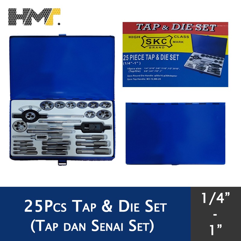 Jual SKC 25 Pcs Tap and Die Set 1/4" - 1" / Tap dan Senai set 1/4 - 1 inch | Shopee Indonesia