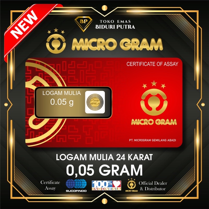 Jual EMAS MINI MICRO GRAM 0.05gram LOGAM MULIA 24KARAT DIJAMIN ASLI ...
