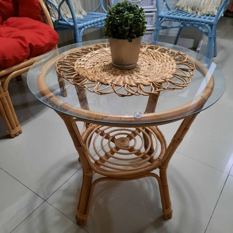 Jual MEJA ROTAN BAHAMA ASLI ROTAN/meja cafe/meja rotan | Shopee Indonesia