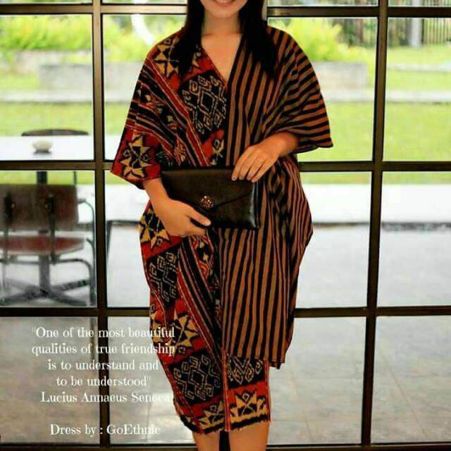 Jual Dress tenun ikat troso kombinasi lurik | Shopee Indonesia