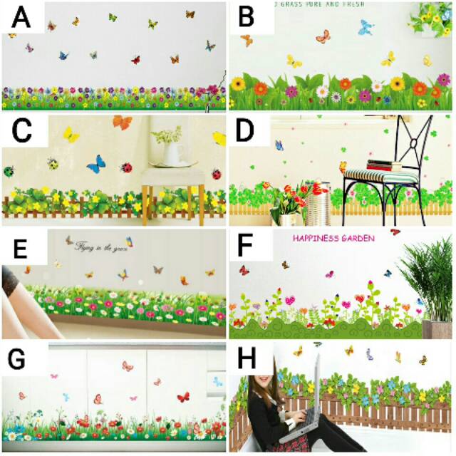 Jual RELIZA WALL STICKER / STIKER DINDING RUMPUT PAGAR BUNGA | Shopee ...