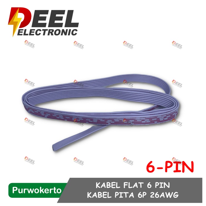 Jual KABEL FLAT 6P 26AWG KABEL PITA PER METER 6PIN FLAT CABLE 6 JALUR ...