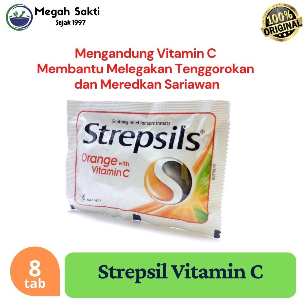 Jual Megah Sakti - Strepsil Vitamin C Orange Flavor Sachet - Permen ...
