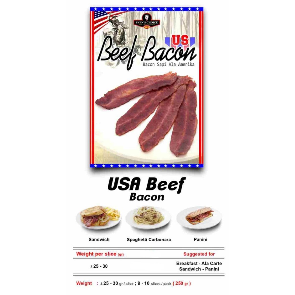Jual Svens Choice US Beef Bacon Slice | Shopee Indonesia