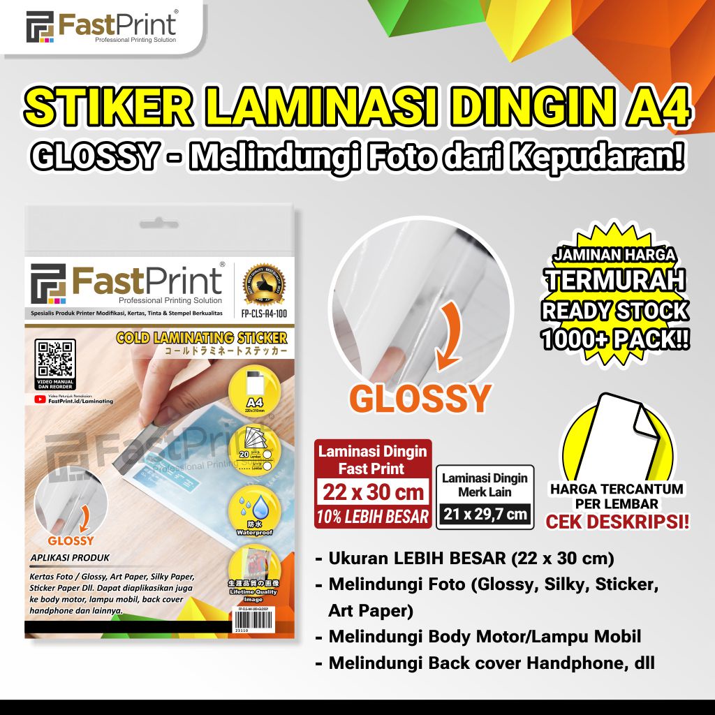 Jual Fast Print Stiker Plastik Laminasi Dingin A4 Glossy | Shopee Indonesia