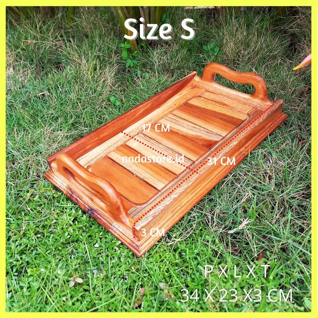 Jual PREMIUM WOODEN SERVING TRAY / BAKI / NAMPAN KAYU JATI / NAMPAN ...