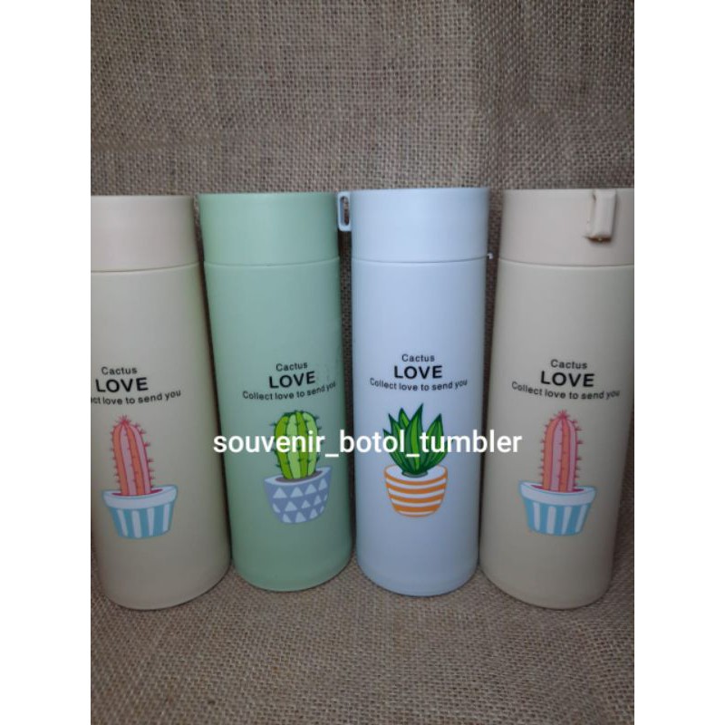 Jual Souvenir botol minum kaca motif cactus / kaktus botol minum 450ml ...