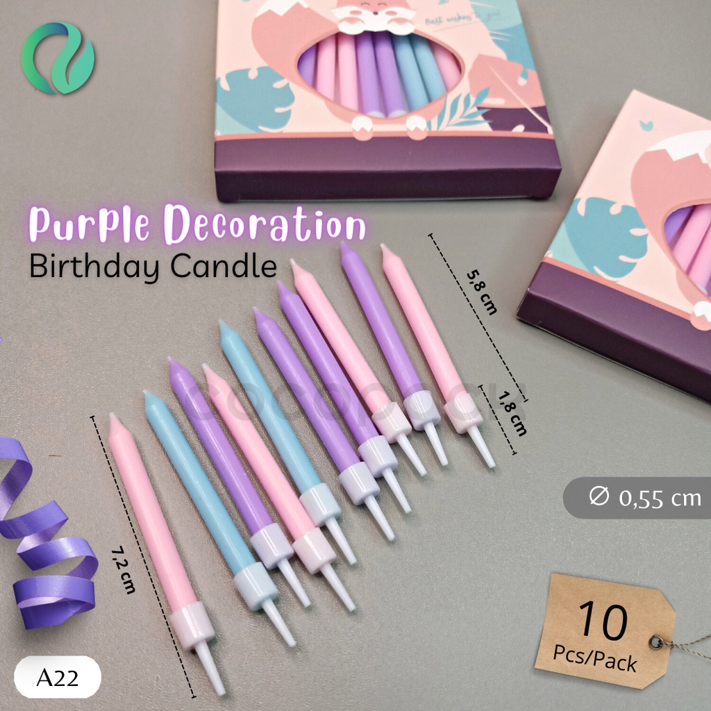 Jual Lilin Ultah Purple Decoration Birthday Candle 10 PCS | Shopee ...