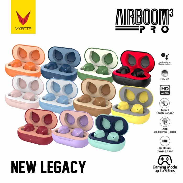 Jual VYATTA AIRBOOM PRO 3 TWS BLUETOOTH EARPHONE - TOUCH, HD, | Shopee ...