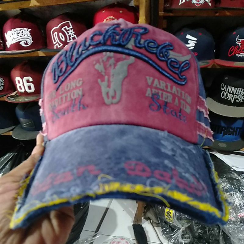 Jual TopiBlack Rebel Model Korea Topi cowok cewek import black label ...