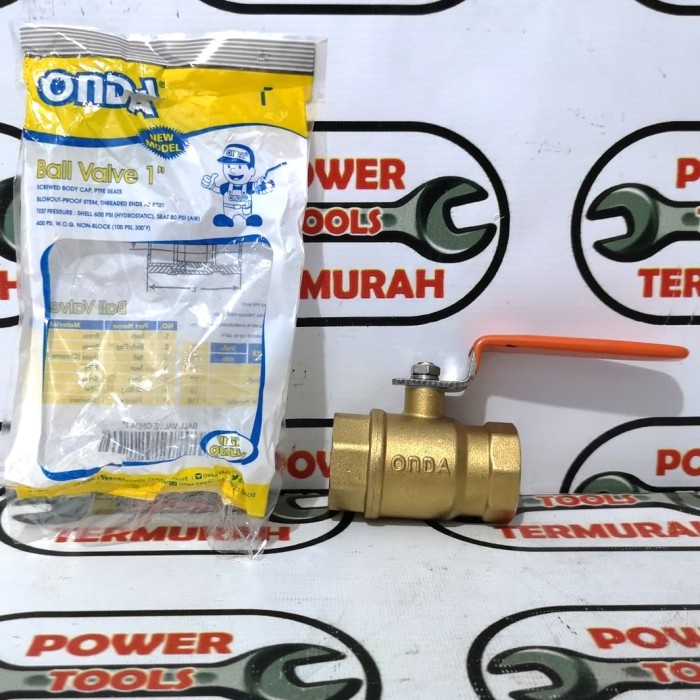 Jual Ball Valve ONDA 1" Kuningan Brass Stop Kran Gate Valve Gagang Handle | Shopee Indonesia