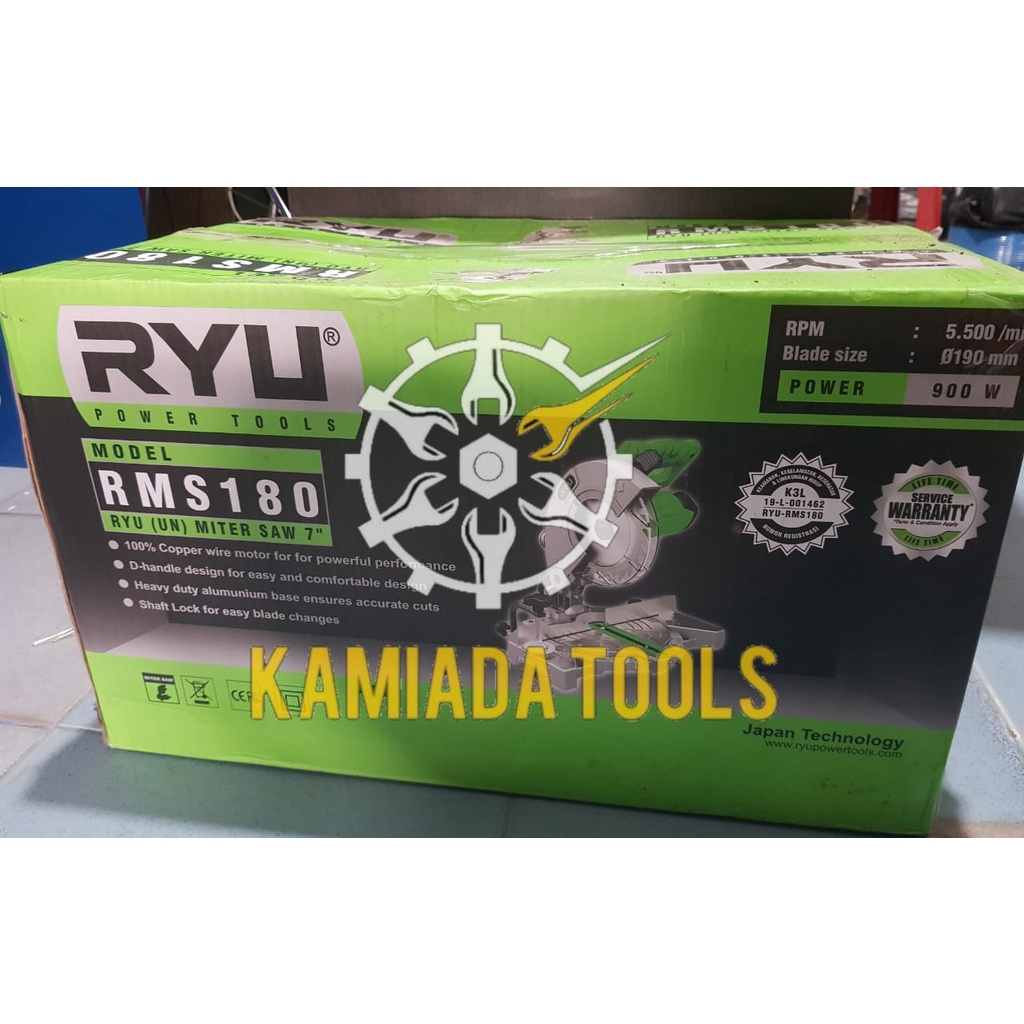 Jual Miter Saw RYU RMS 180 Mesin Potong Alumunium 7 inch by tekiro ...