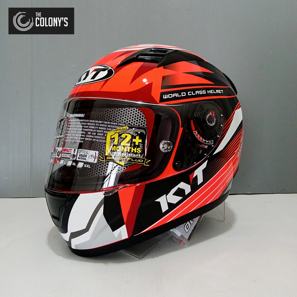 Jual HELM KYT R-10 R10 FULLFACE FULL FACE MOTIF SERI #3 RED FLUO WHITE ...