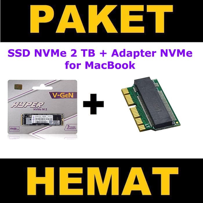 Jual SSD M.2 NVMe 2TB V-GeN + Adapter NVMe for MacBook Pro Air 12+16 ...